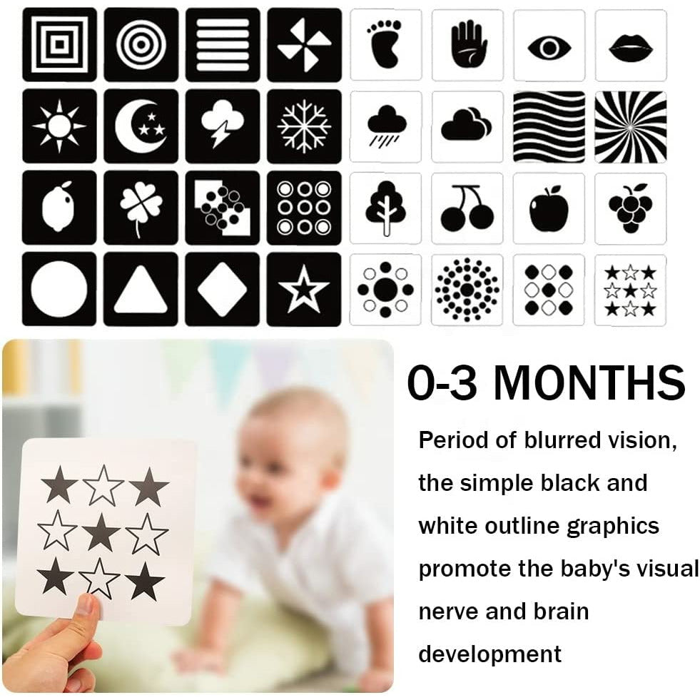 Pibi Baby Visual Stimulus Cards Black & White Age- 0-3 Months - Peekaboo