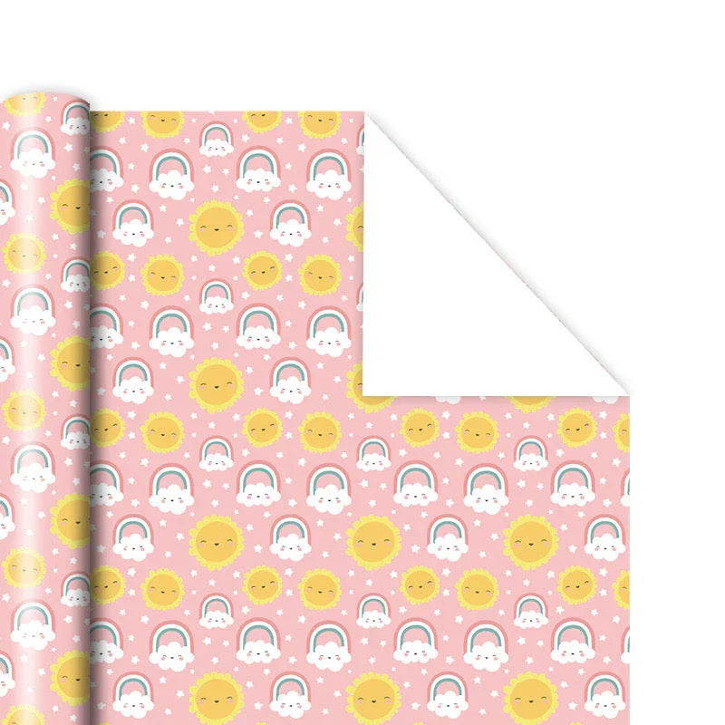 Pibi Clouds & Sun Gift Wrapping Paper 50 x 70 cm Pink - Peekaboo