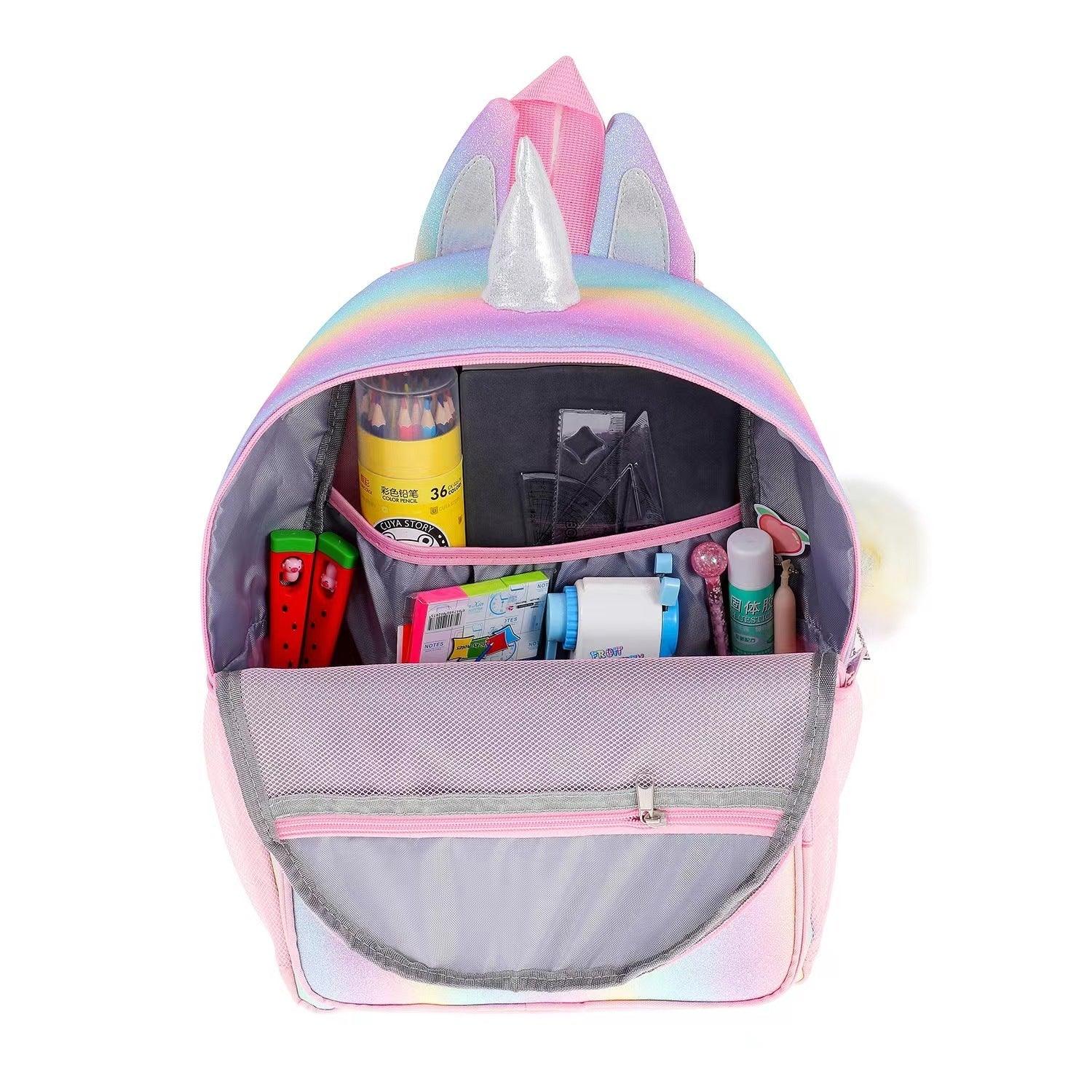 Pibi Cute Glittery Unicorn Rainbow Backpack 16-Inch Multicolor Age- 3 ...