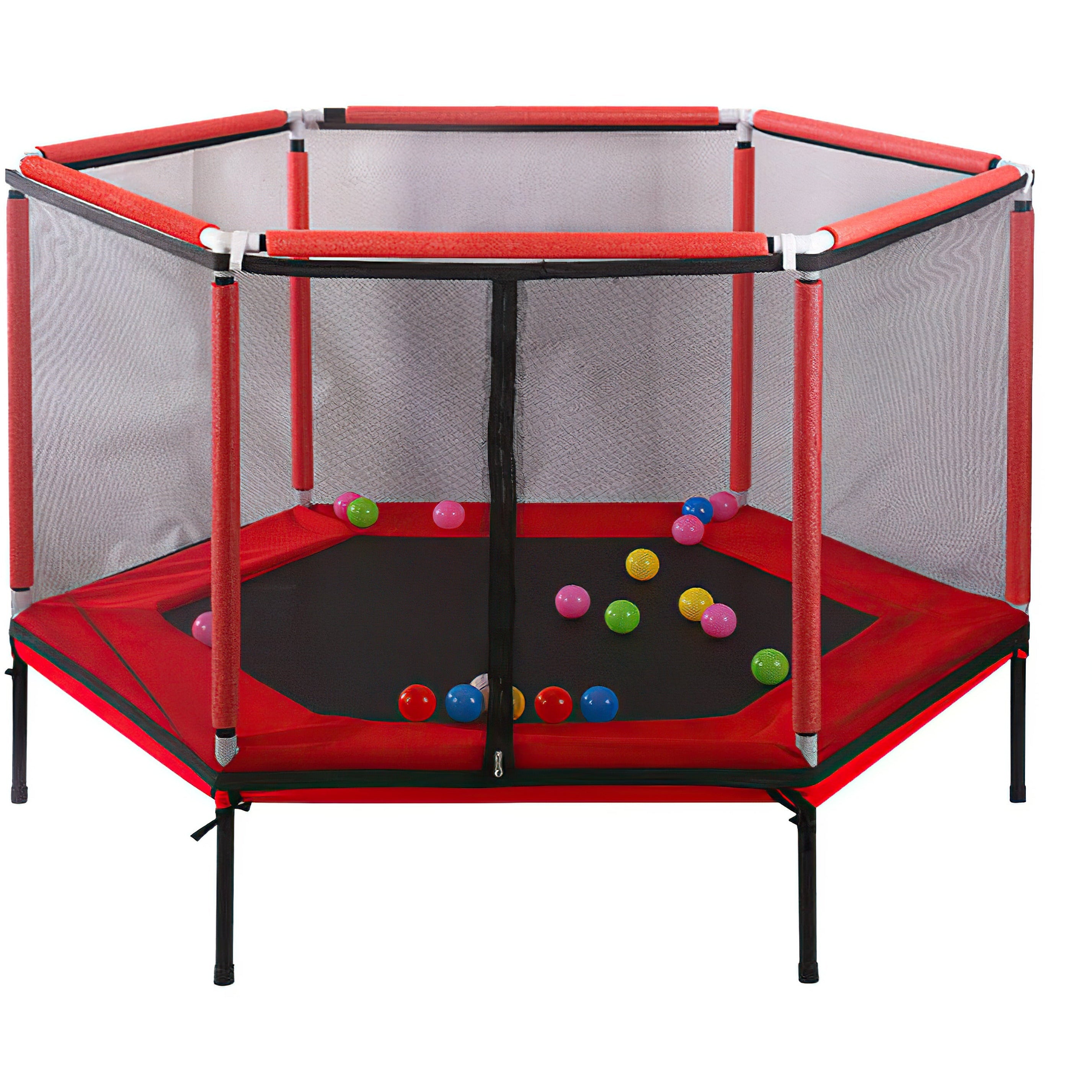 Pibi Hexagonal Jump & Bounce Trampoline 55 Inch/ 4.5 Feet Red/Black Age ...