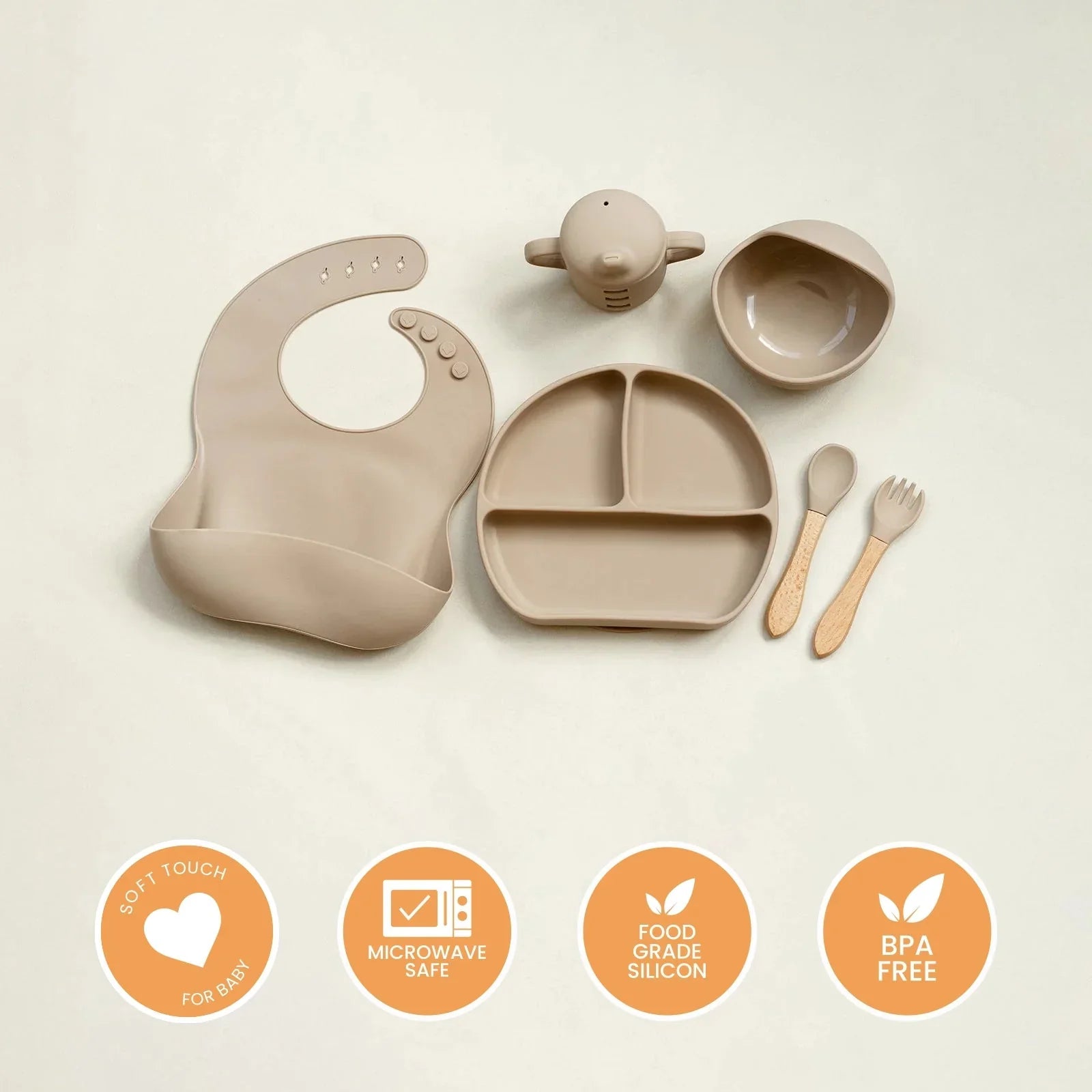 Pibi Kids Complete Feeding Set of 6 Beige Sand Age- 6 Months & Above ...