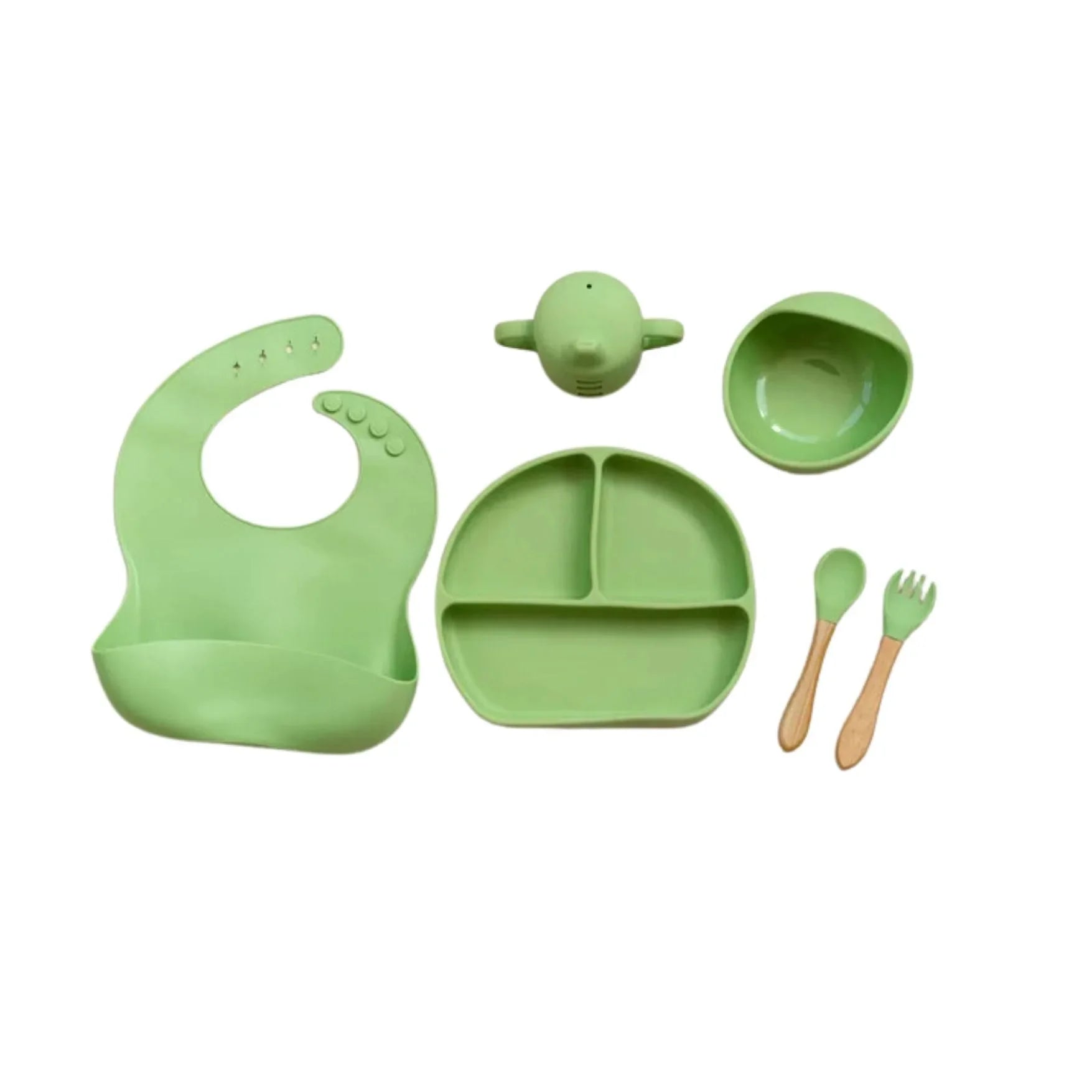 Pibi Kids Complete Feeding Set of 6 Green Age- 6 Months & Above - Peekaboo