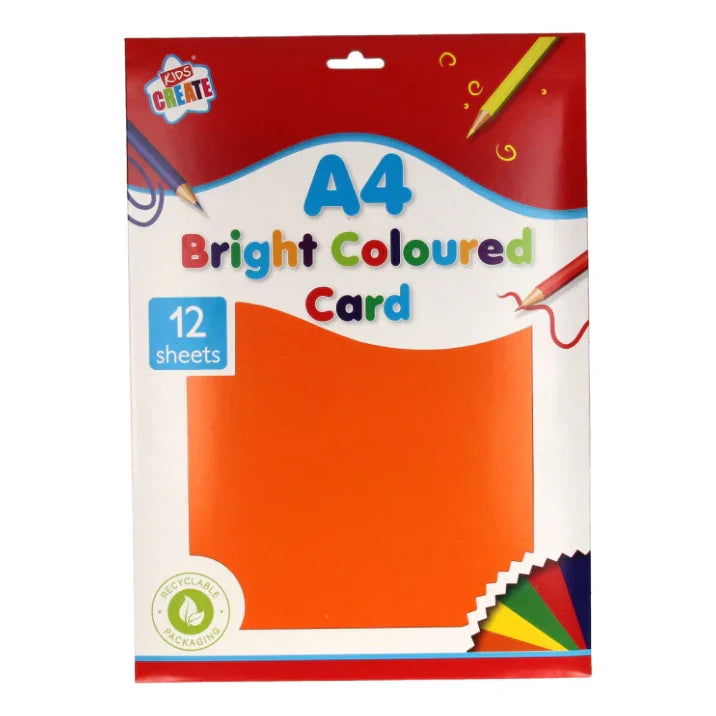 Pibi Kids Create A4 Bright Coloured Card Assorted 12 Pack Age-3 Years ...