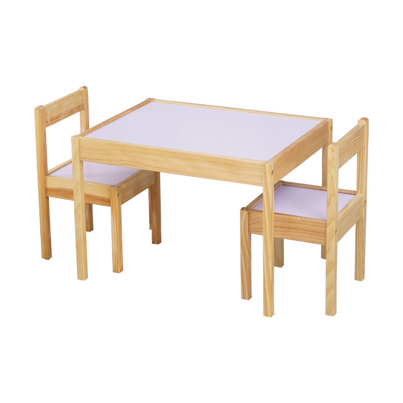 Pibi Kids' Table with 2 Chairs Natural Wood Age- 3 Years & Above - Peekaboo