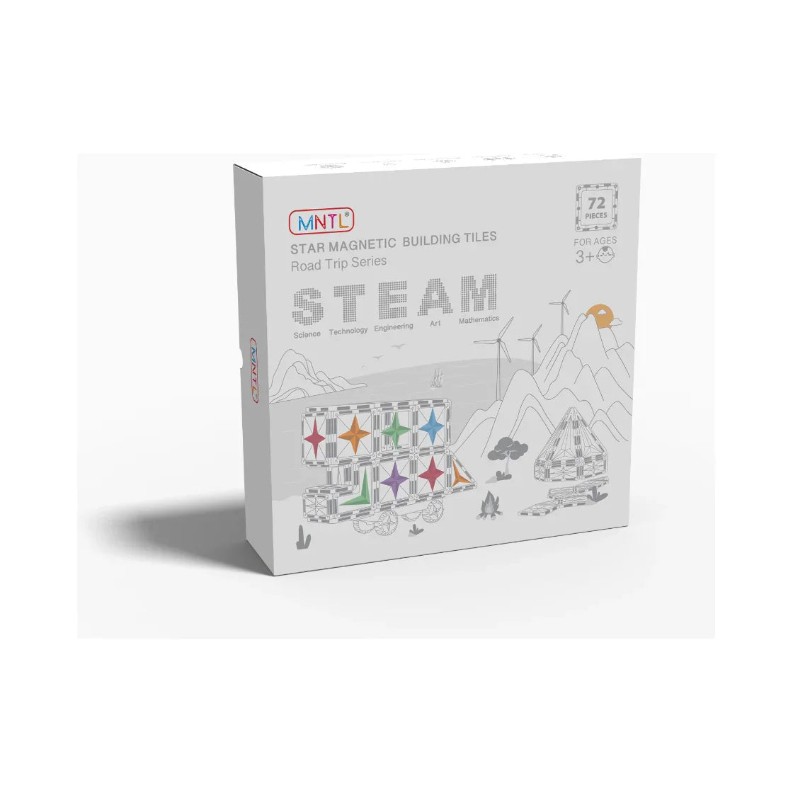 Pibi MNTL 72 Pieces Road Trip Magnetic Tiles Toy Set (Classic) Age- 3 ...