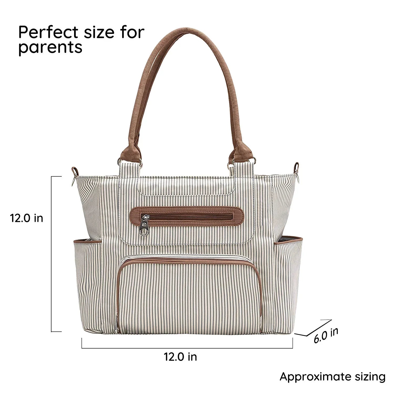 Pibi Multipurpose Diaper Tote Bag with Hooks Set of 7 Khaki Green/Ivory ...