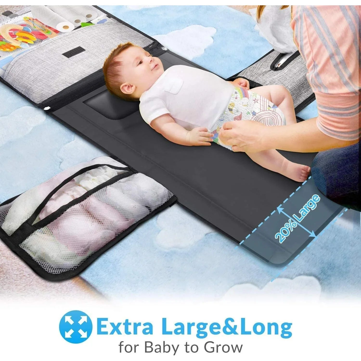 Pibi Portable & Waterproof Baby Diaper Changing Mat Travel Kit with ...