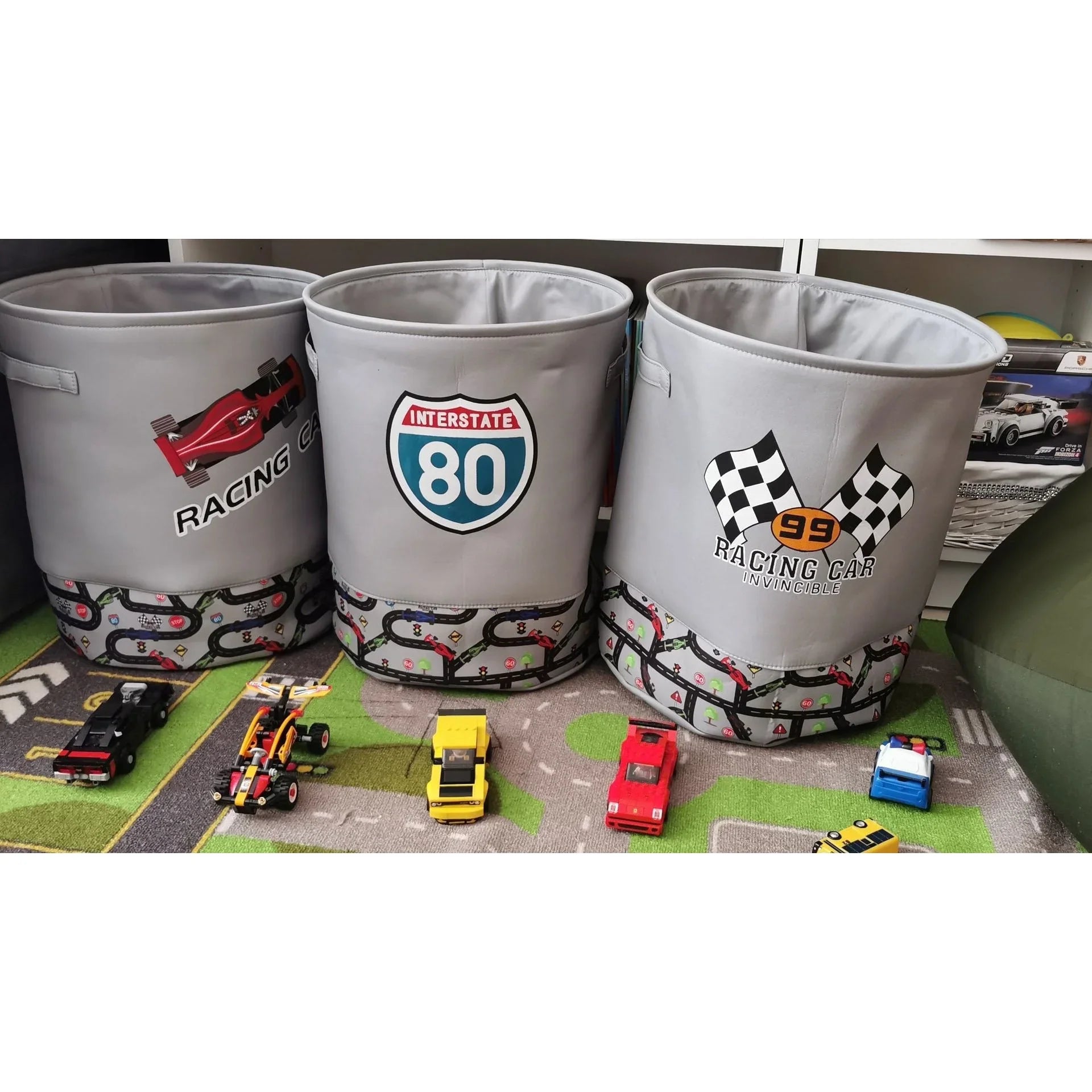 Pibi Racing Car Printed Laundry Bag /Toy Storage Basket (35 x 40 cm ...
