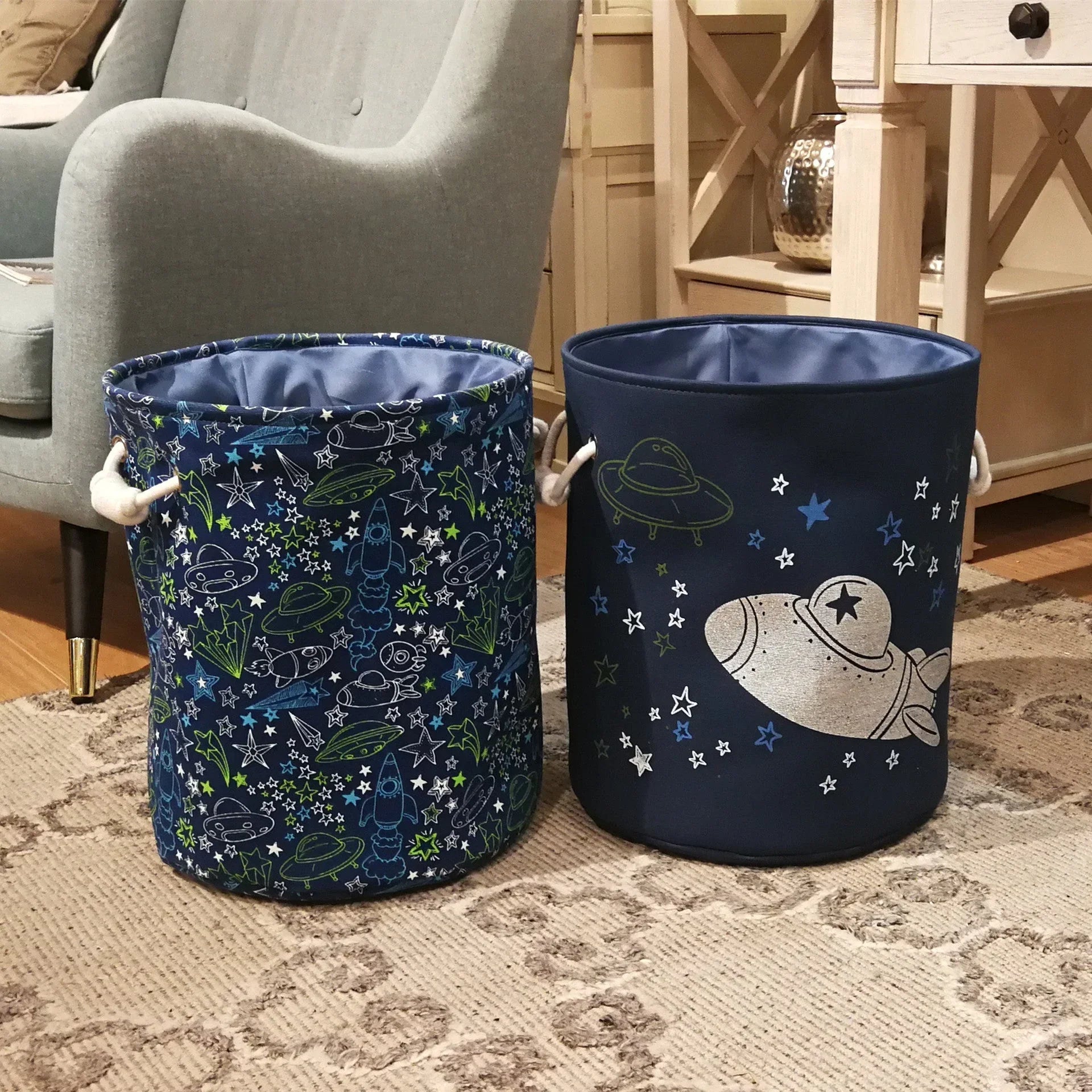 Pibi Spaceship Printed Laundry Bag /Toy Storage Basket (35 x 40 cm ...