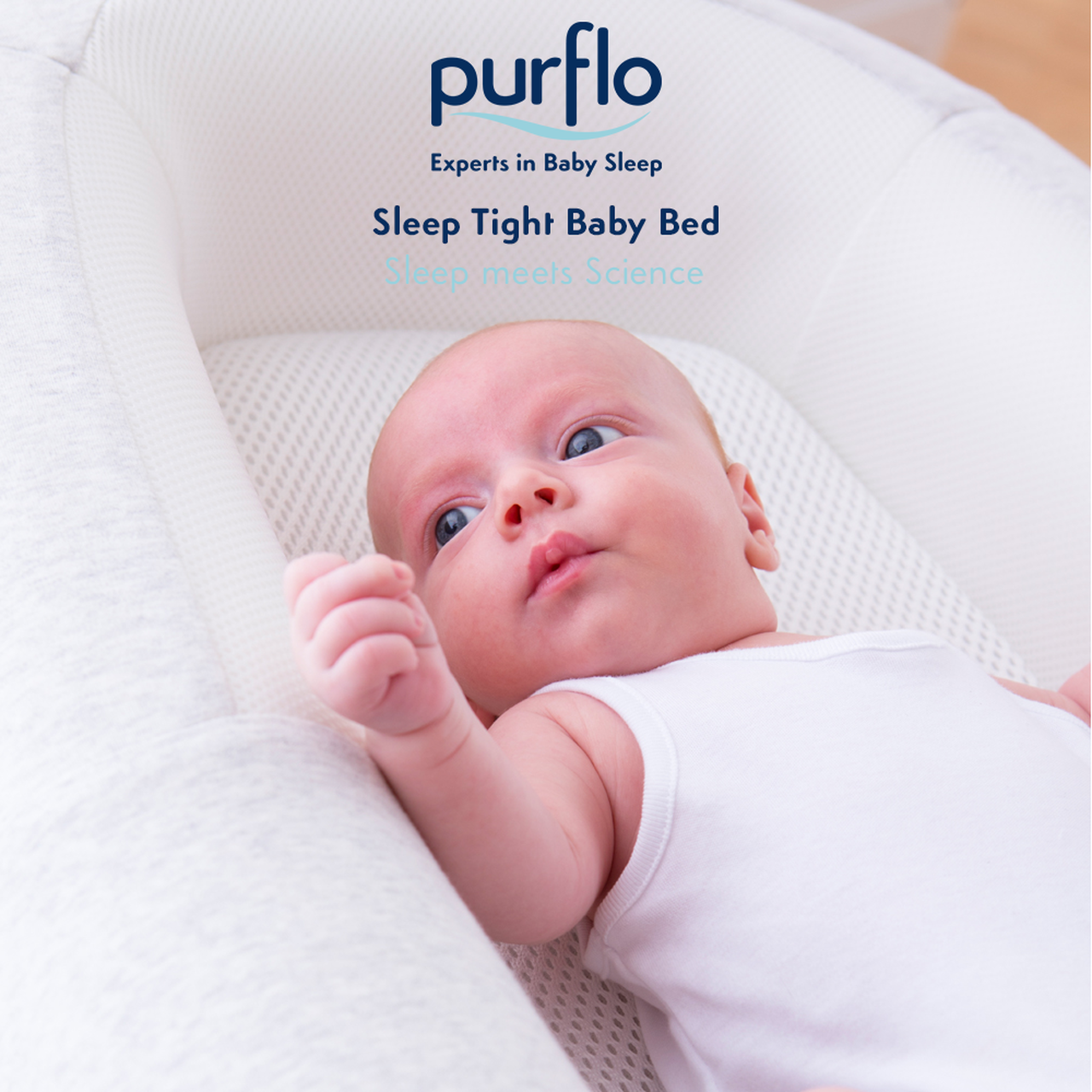 Purflo Sleep Tight Breathable Baby Bed 0-8M, Botanical - Peekaboo