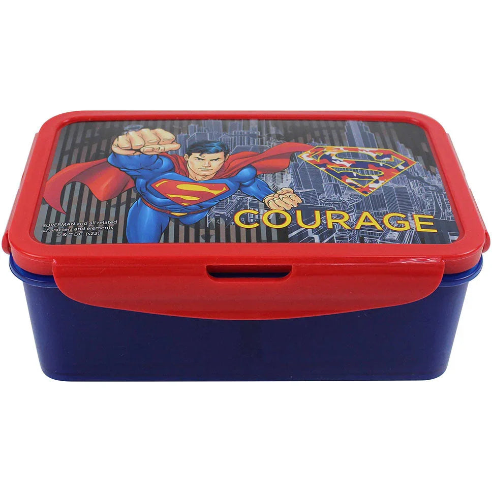Superman Attack Plastic Lunch Box Age-4 Years & Above - Peekaboo