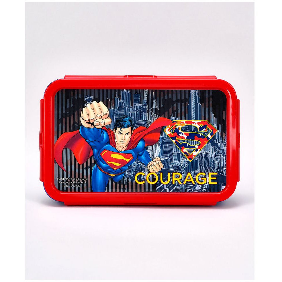 Superman Attack Plastic Lunch Box Age-4 Years & Above - Peekaboo