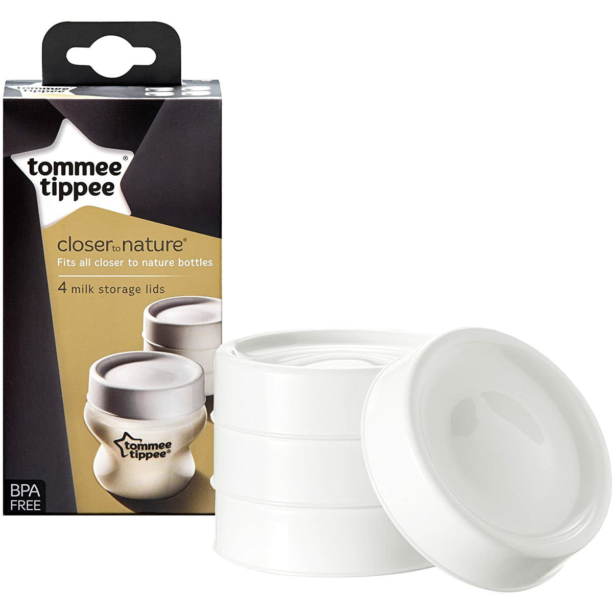 Tommee Tippee Milk Storage Lids 4 Pieces - Peekaboo