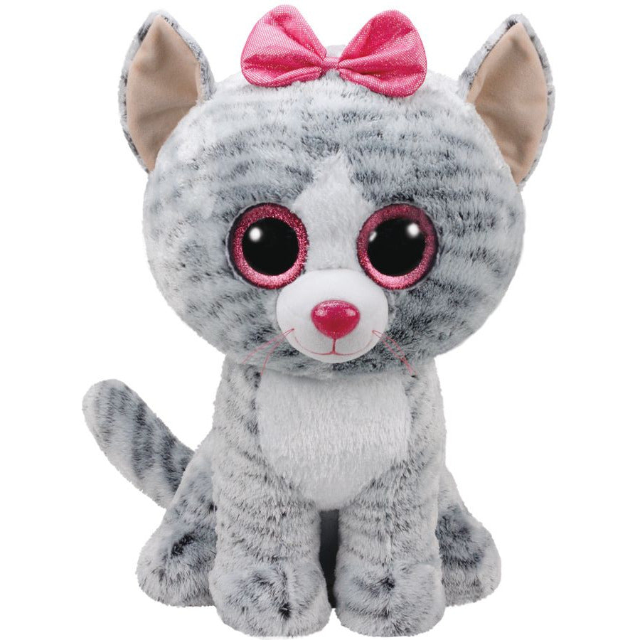 Ty Beanie Boos Cat Kiki Large 17" Grey Age- Newborn & Above - Peekaboo
